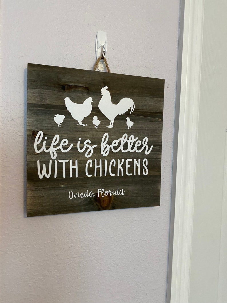 Custom Chicken - Wooden Sign - Customizable City and State - Etsy