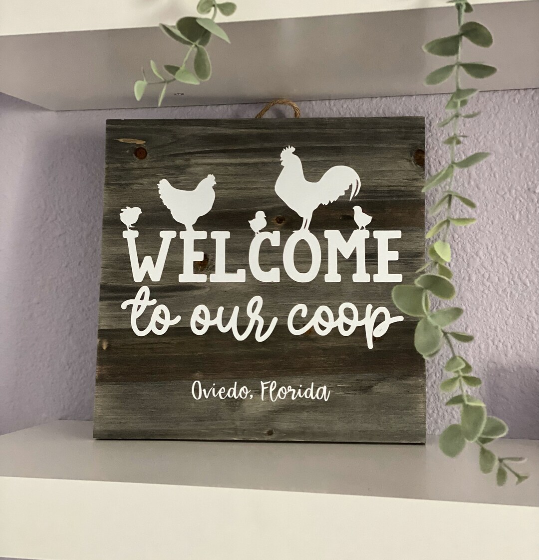 Custom Chicken Welcome Wooden Sign - Etsy