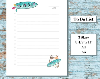 Cat to Do List Printable, Task List, Productivity Planner, Letter ...