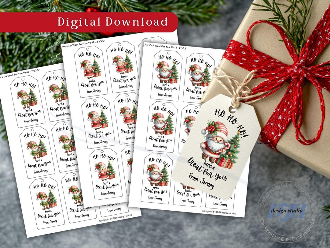 Printable Santa Gift Tags, Editable Christmas Favor Tags (digital ...