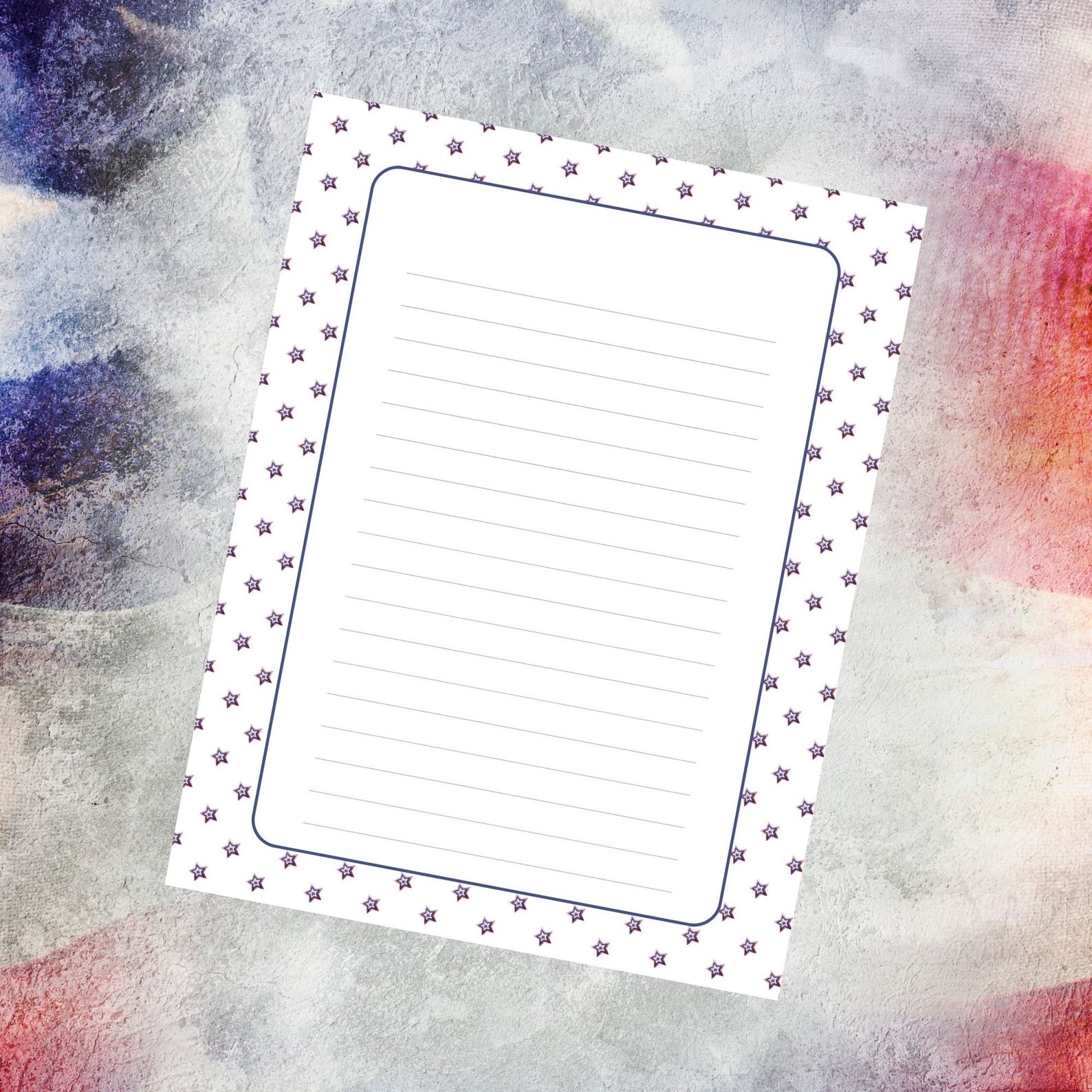 Red, White, and Blue Printable Paper, Patriotic Stars Stationery, Blank ...