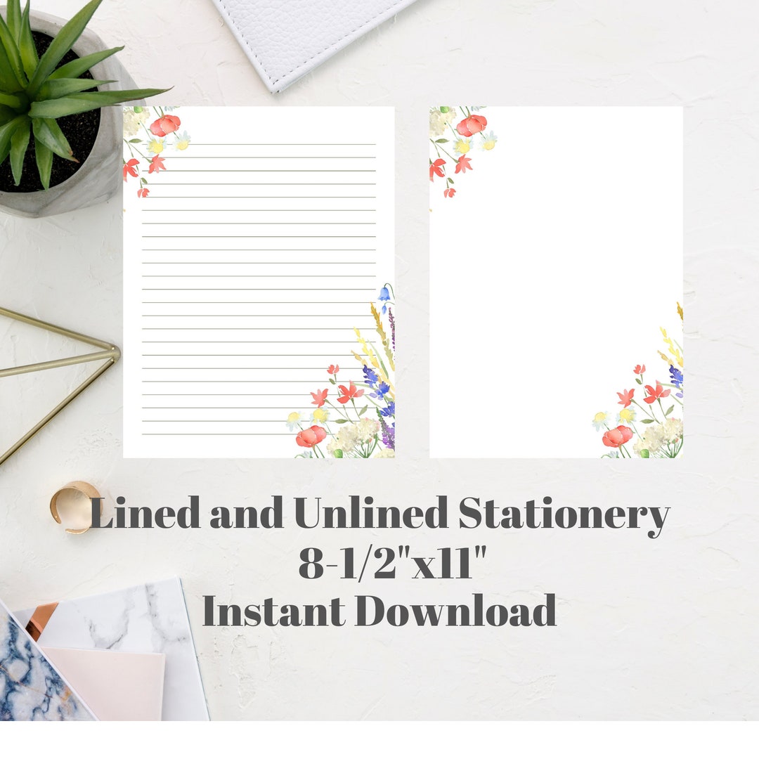 Spring Wildflowers Printable Stationery, Floral Stationary, Nature ...