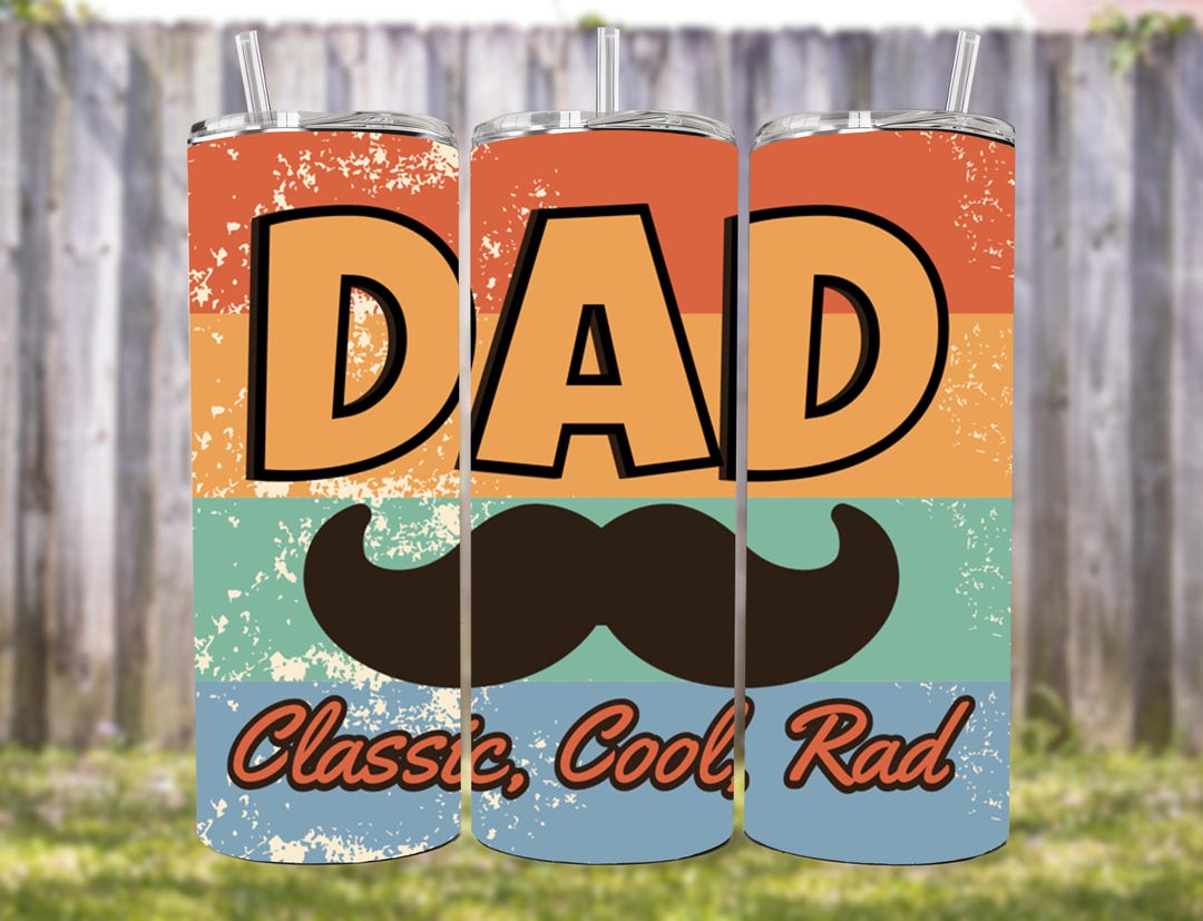Funny Retro Dad Mustache Tumbler Wrap, Fathers Day Sublimation PNG ...
