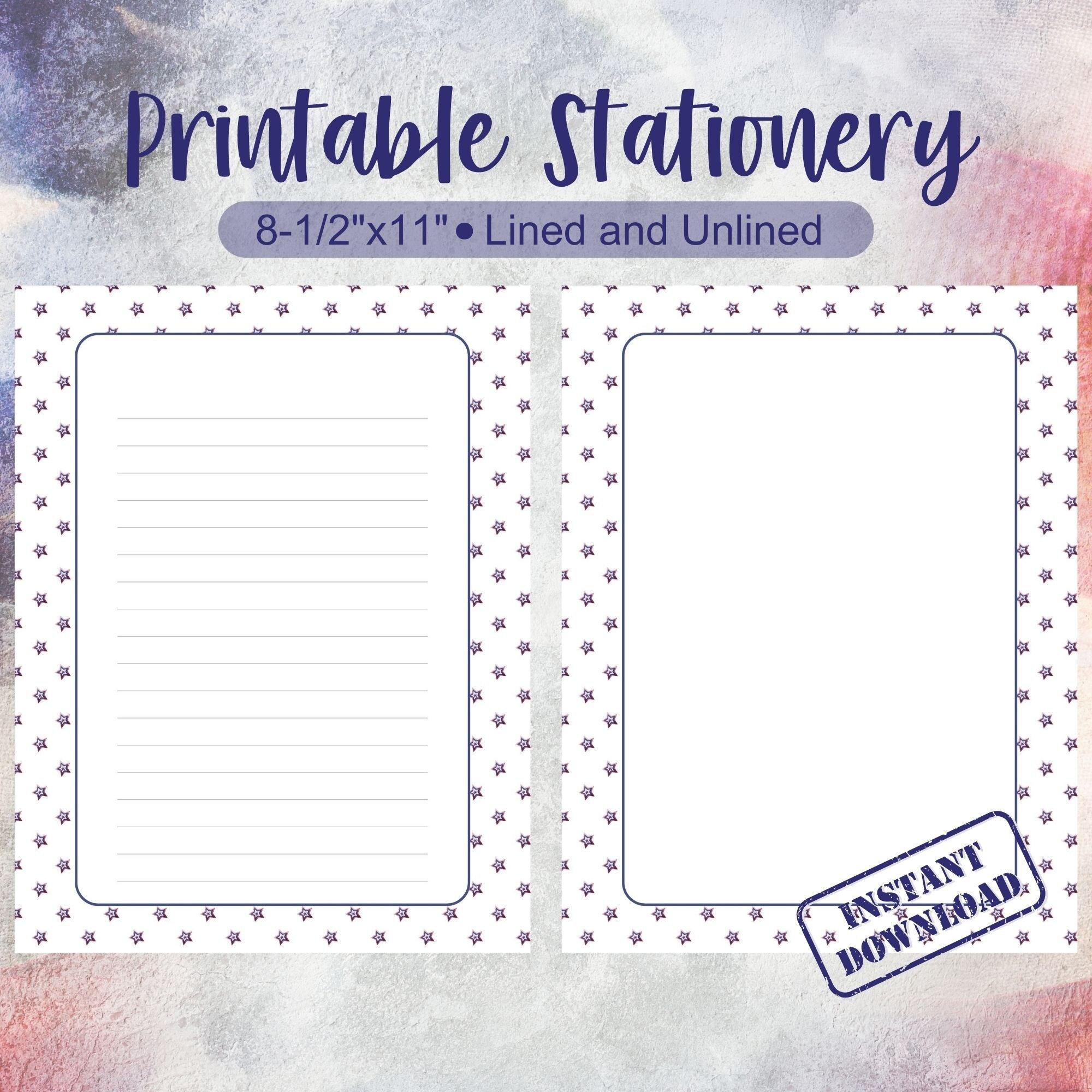 Red, White, and Blue Printable Paper, Patriotic Stars Stationery, Blank ...