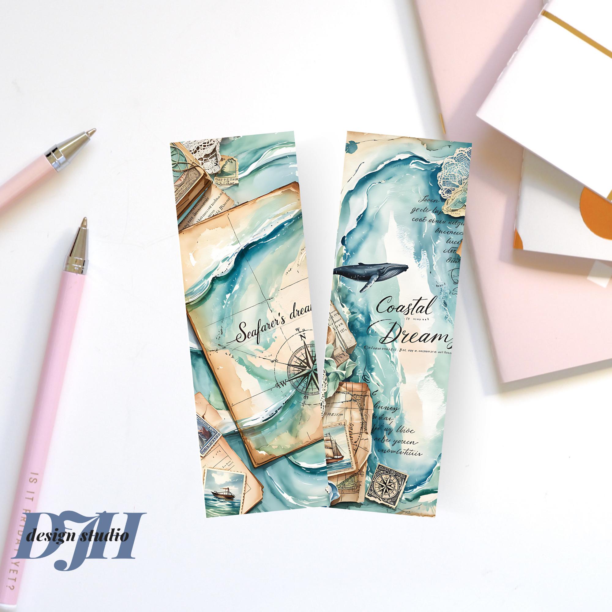 Vintage Ocean Themed Printable Bookmarks, Set of 10 PNG and JPG ...