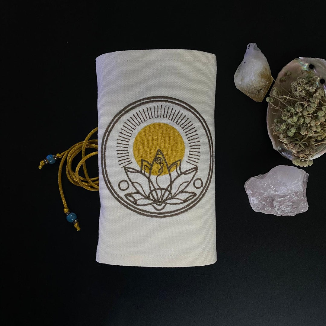 Lotus and Sun Symbol Embroidered Cards Wrap Bag,waterproof Fabric ...