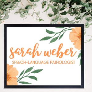 Watercolor Floral Digital Name Print I SLP Gift I SLP Grad Gift - Etsy