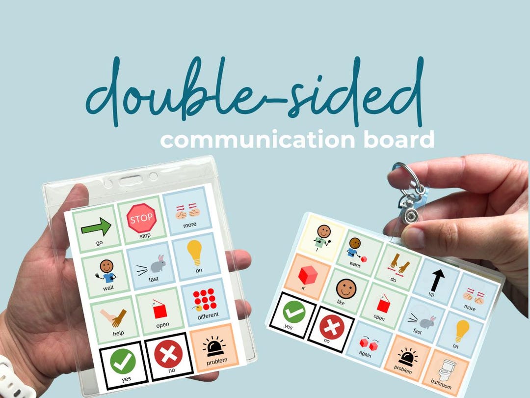 Double Sided Core Communication Board for Lanyard: AAC Visual Support ...