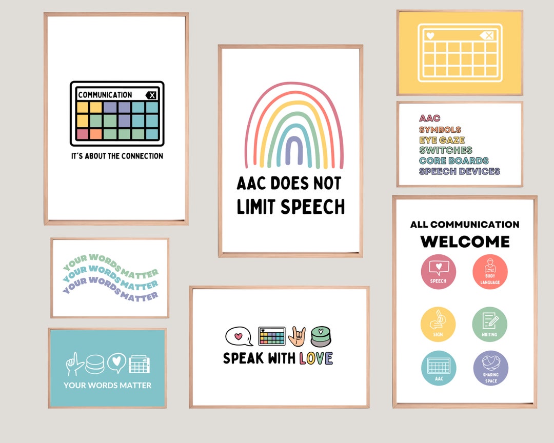 Muted Rainbow Digital SLP Poster Set | 8 Poster SLP Office Bundle| AAC ...