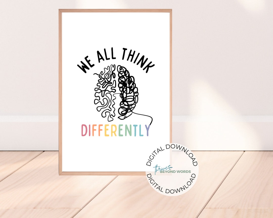 Neurodiversity Affirming Poster: We All Think Differently (digital ...