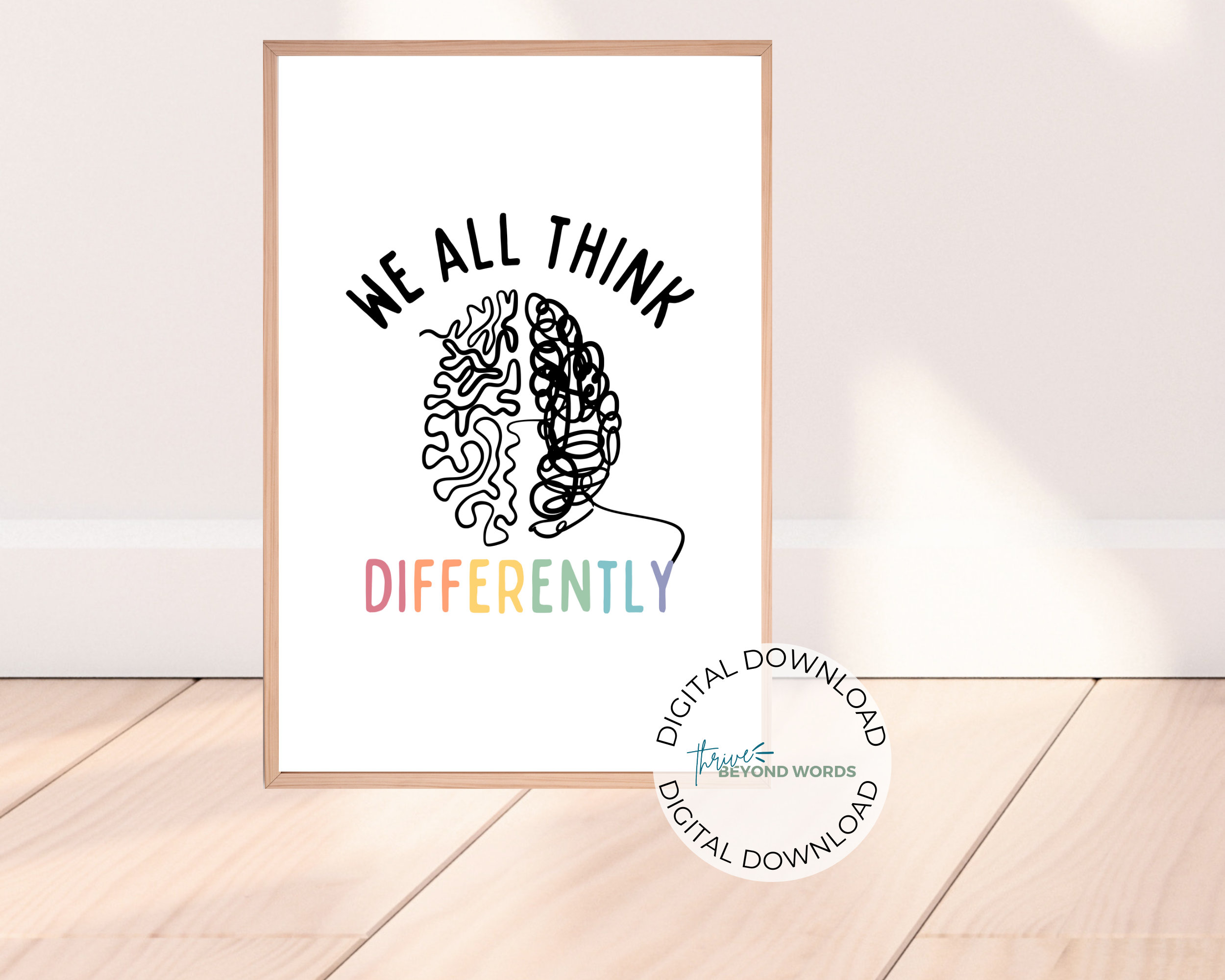 Neurodiversity Affirming Poster: We All Think Differently (digital ...