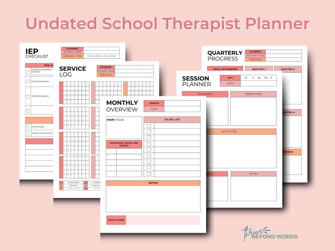 Printable Planner for School-based Therapists | IEP Planner | Special ...