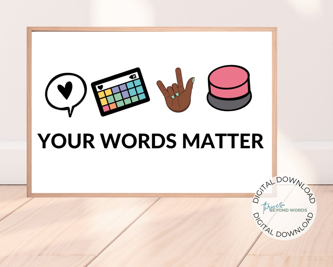 Inclusive 'your Words Matter' Rainbow Poster: AAC Speech Therapy Decor ...