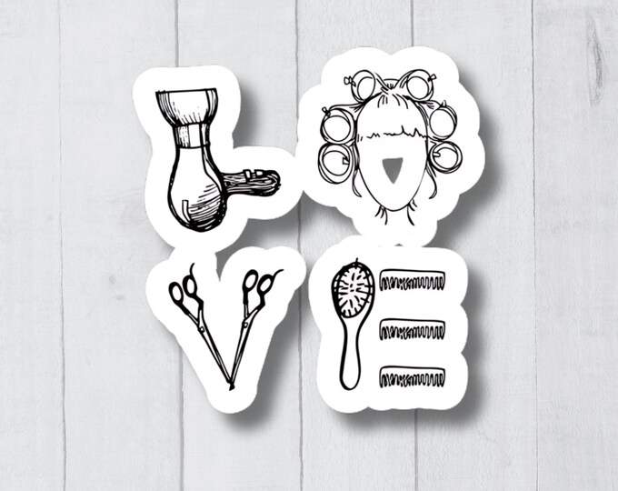 Hairdresser Sticker Pack - Set of 6 Hairstylist Stickers - Vinyl Die ...