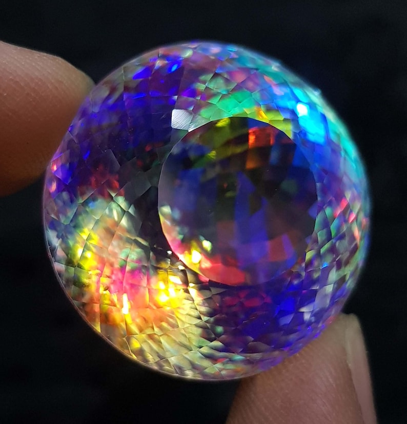 Certified 128.50 Ct Synthetic Lab-created Mystic Opal Round | Etsy