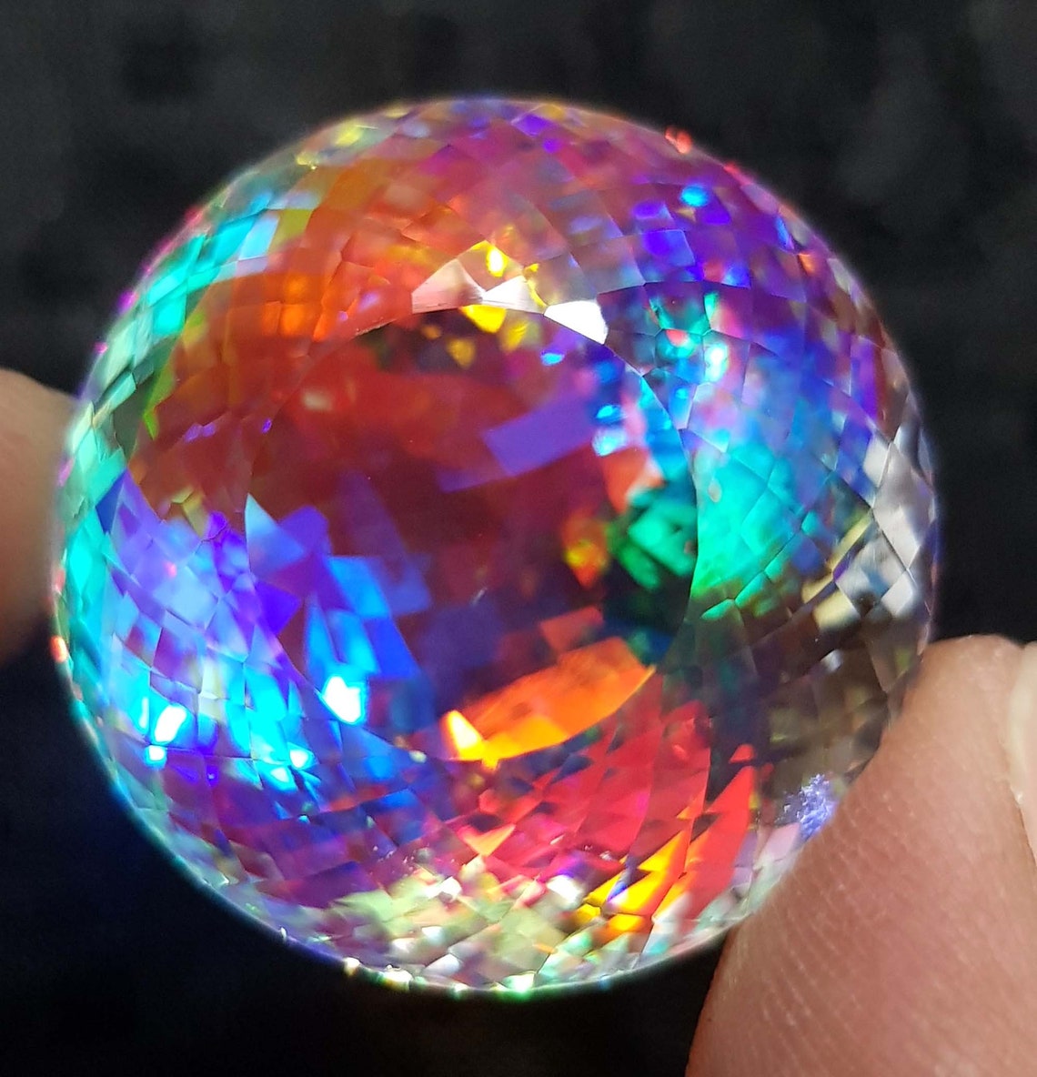 Certified 128.50 Ct Synthetic lab-Created Mystic Opal Round | Etsy