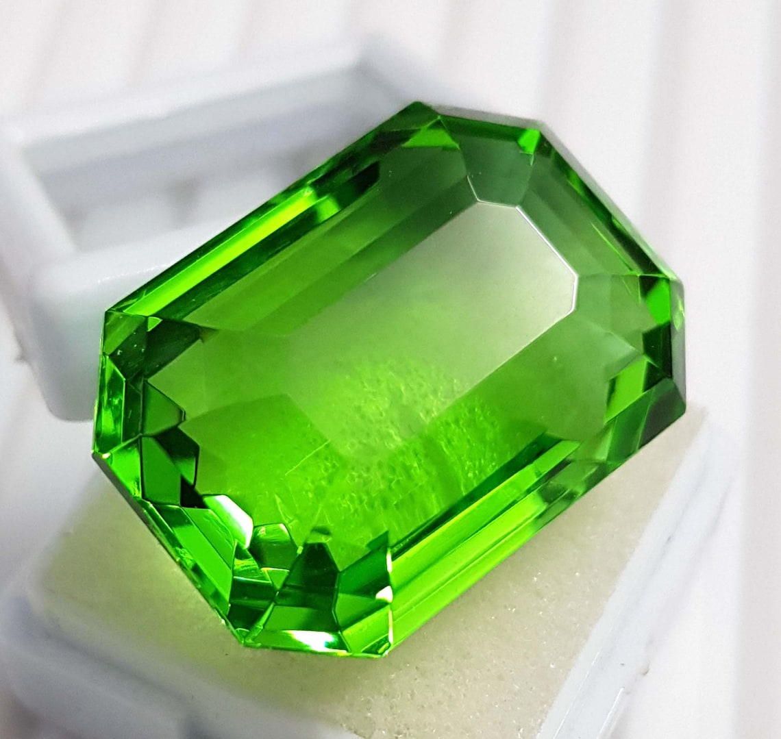 60.65 Ct Glorious Green Topaz Emerald Shape Loose Gemstone For | Etsy