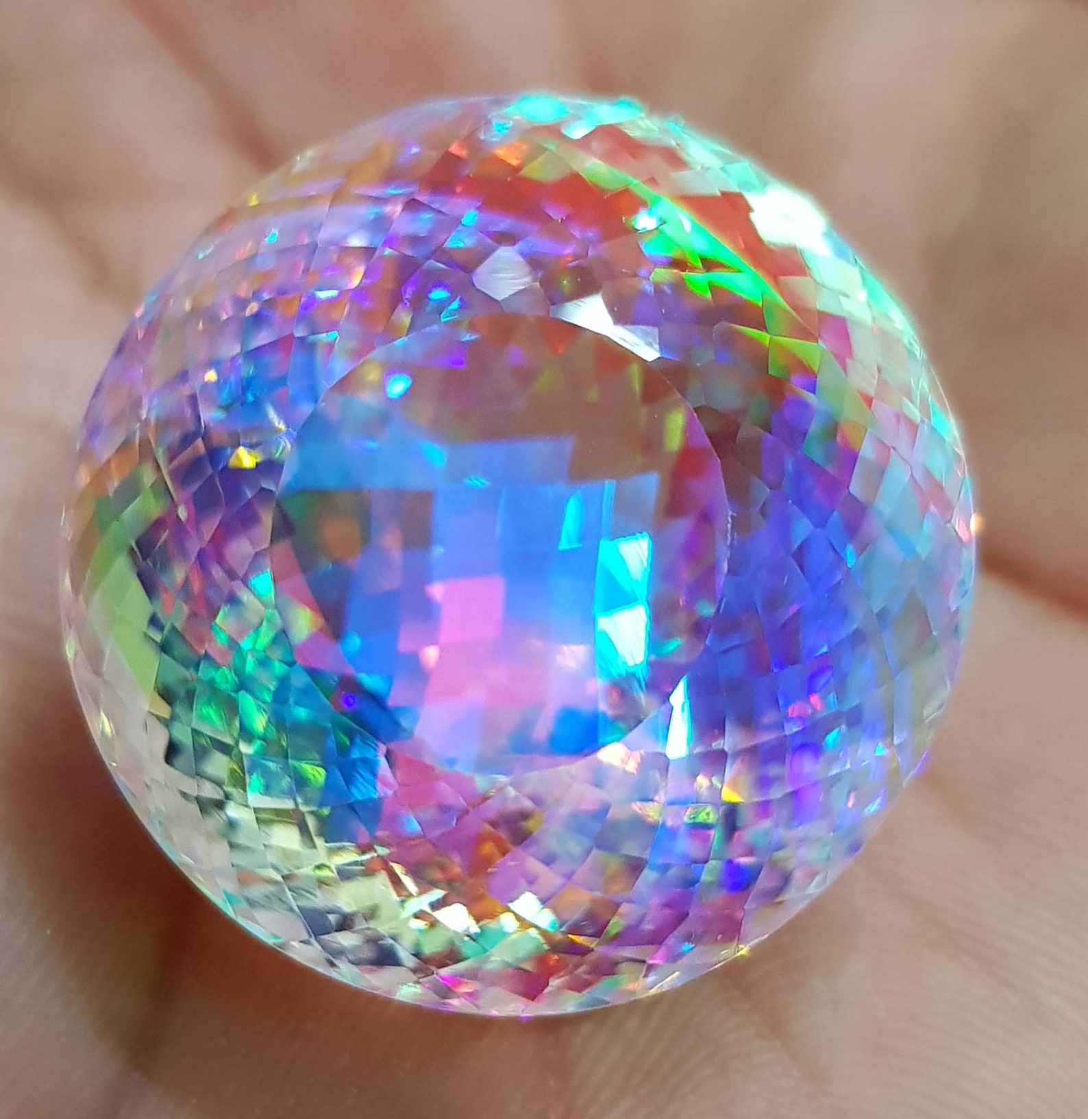 Certified 128.50 Ct Synthetic lab-Created Mystic Opal Round | Etsy