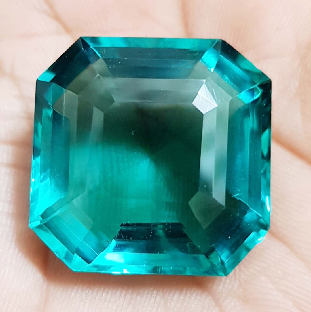 60.10 Ct Topaz Green Bluish Color Square Shape Brilliant Cut - Etsy