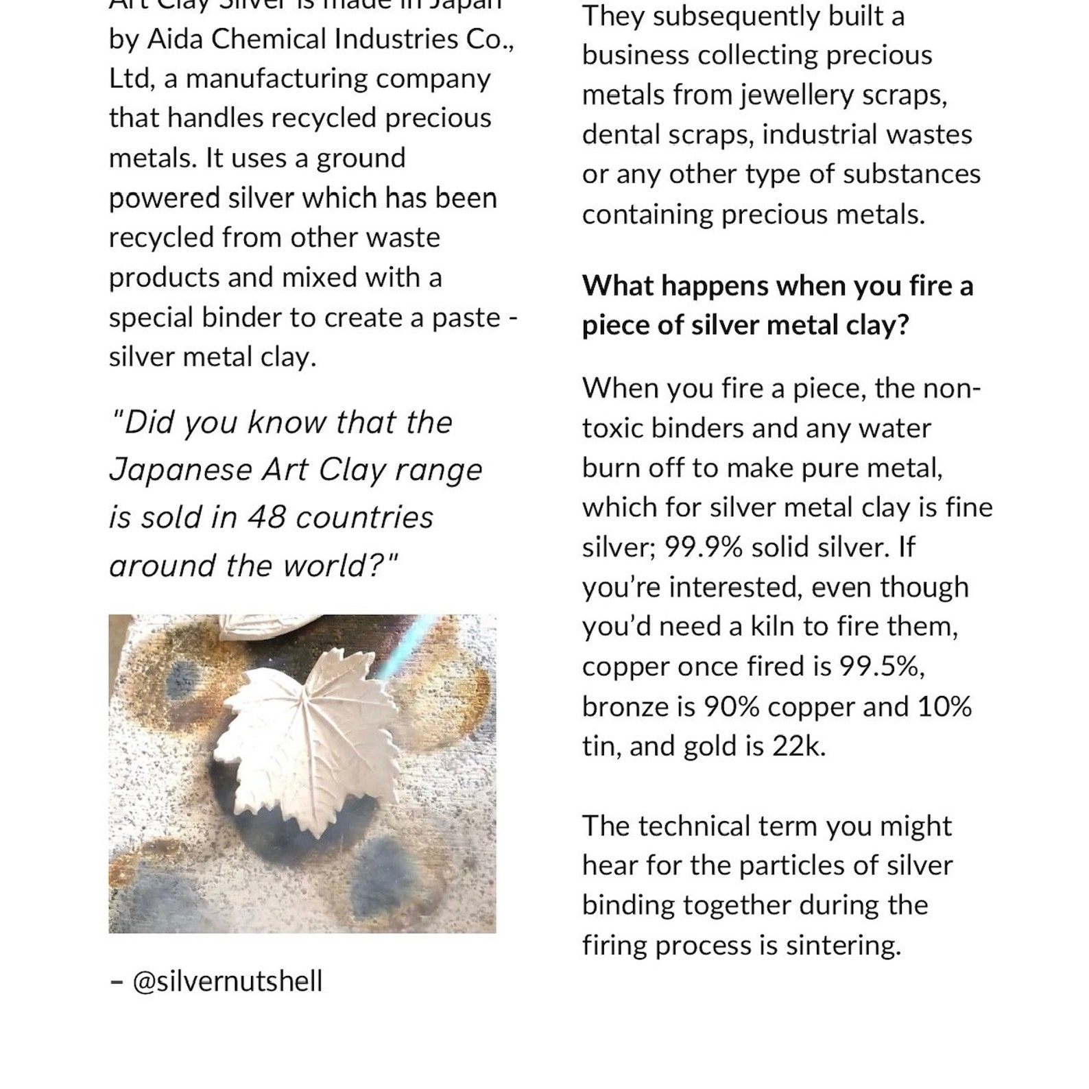 Silver Metal Clay Torch Firing Guide: Expert Advice (downloadable PDF ...