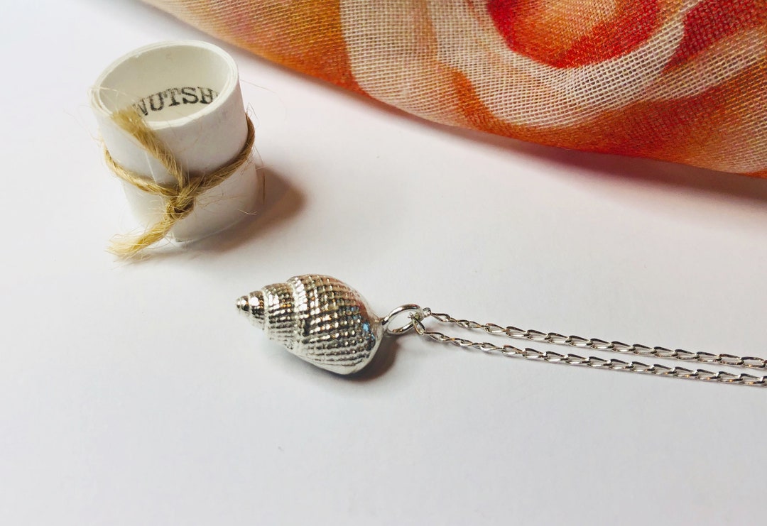 Sterling Silver Shell Necklace, Silver Winkle Shell Charm Necklace by ...