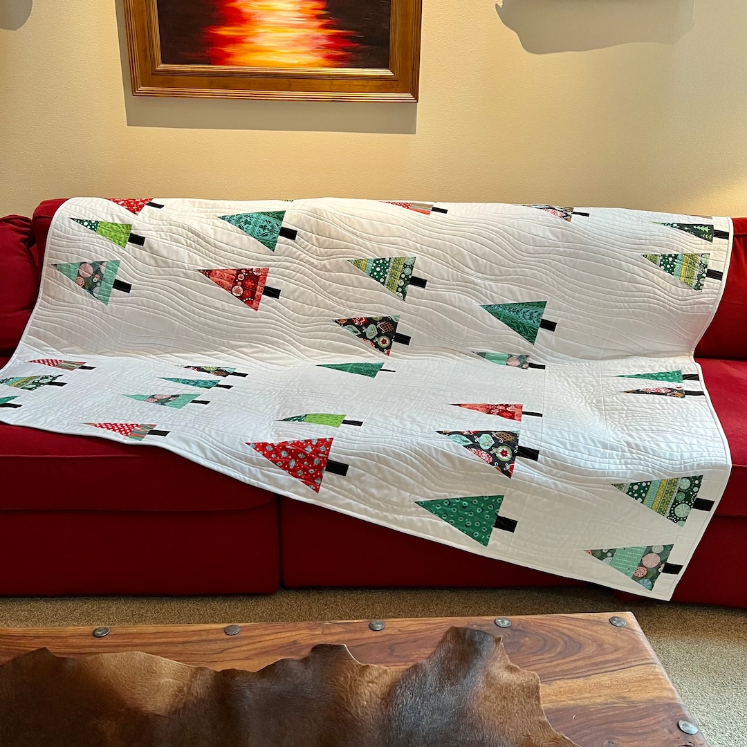 READY to SHIP! Finished Modern Handmade Christmas Tree Quilt 64"x74 ...