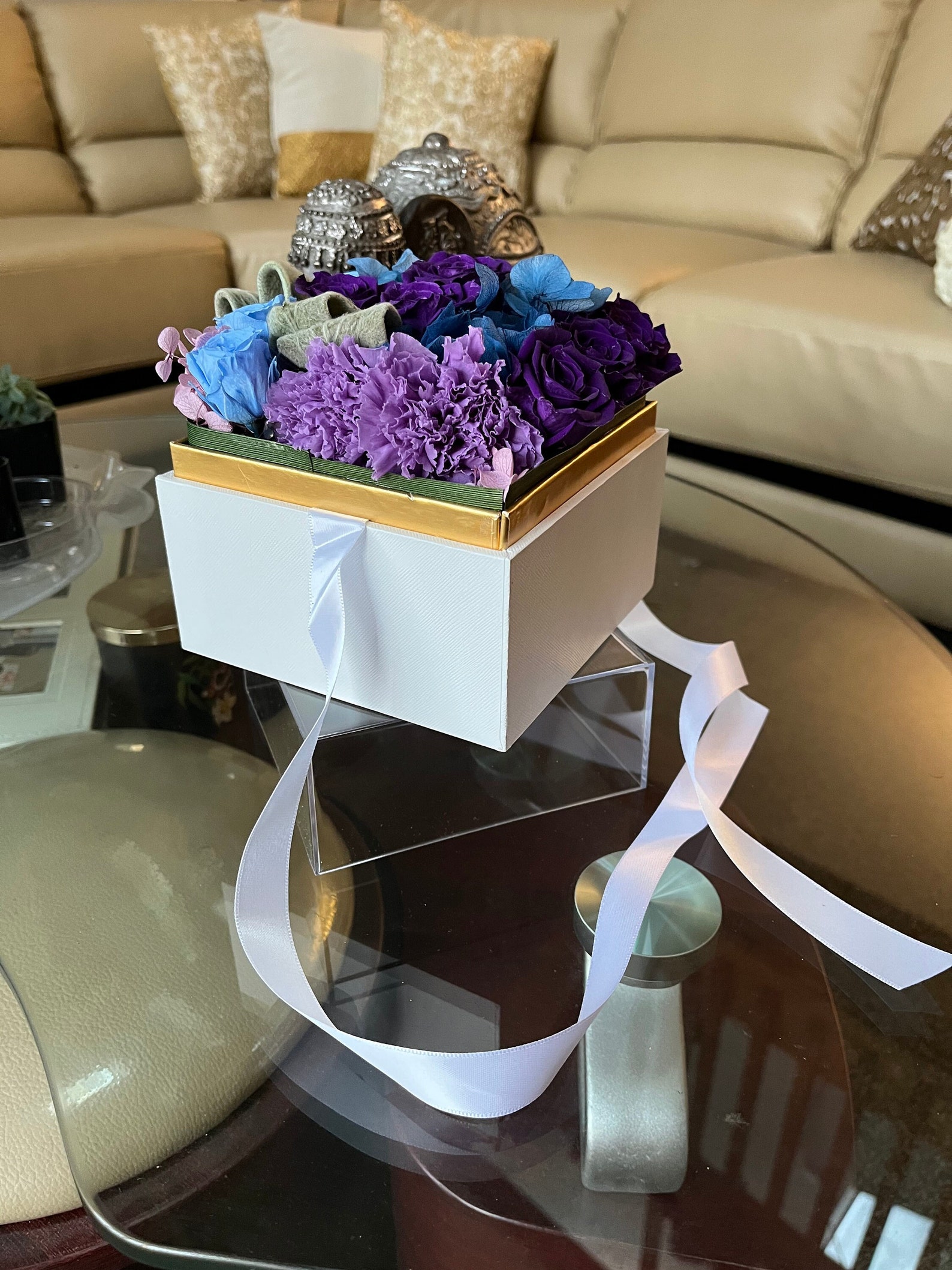 PRESERVED FLOWER CARNATION Box, Forever Preserved Roses Box, Long ...