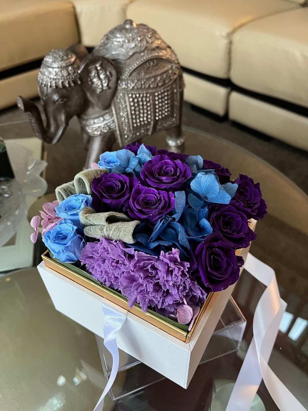 PRESERVED FLOWER CARNATION Box, Forever Preserved Roses Box, Long ...