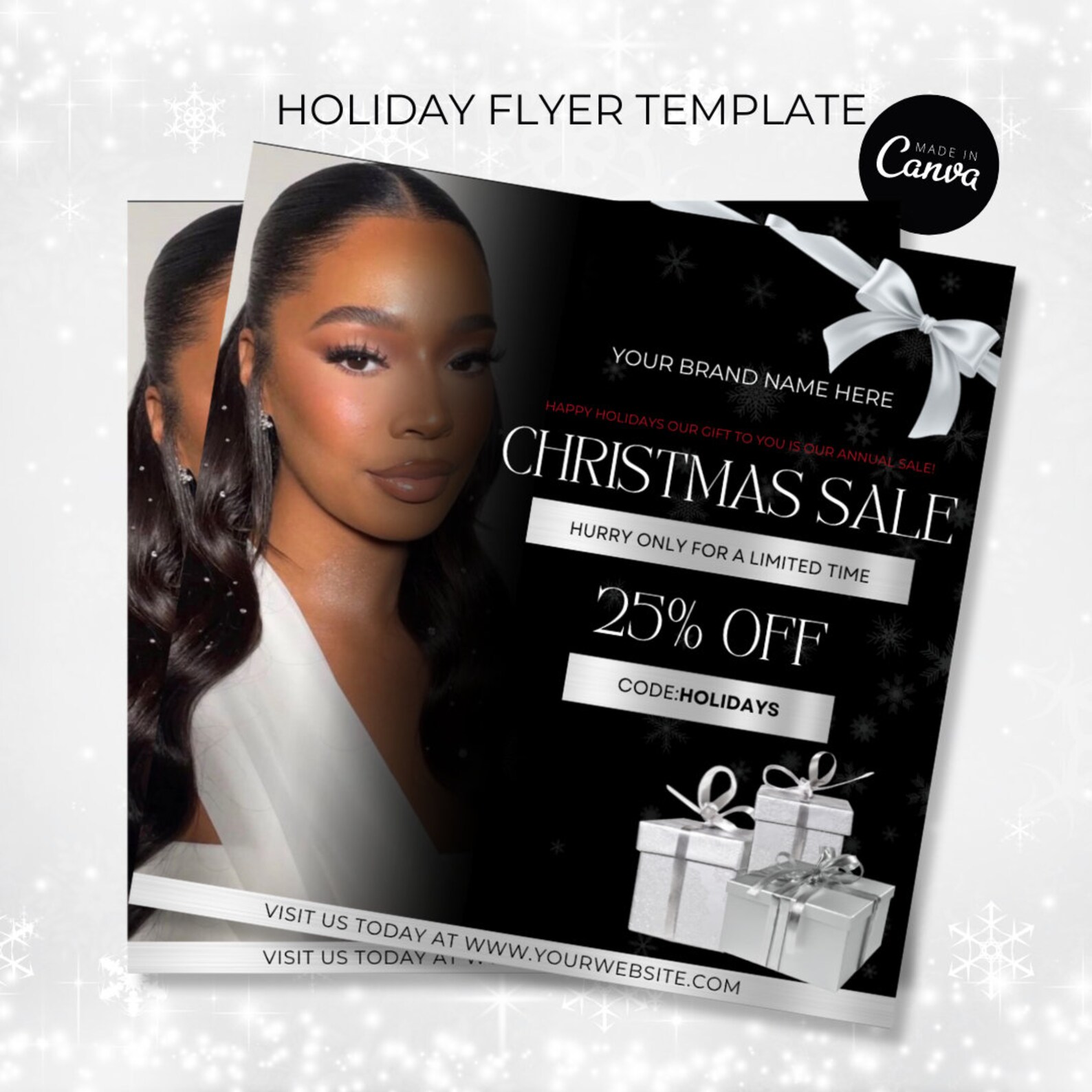 Editable Christmas Sale Flyer, Hair, Makeup, Hairstylist Flyer, Canva ...