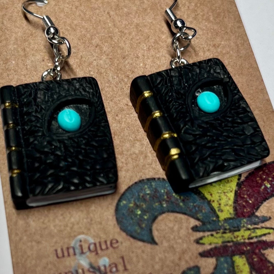 Grimoire Earrings: Mini Little Witch Book Earrings With Magical Eye - Etsy