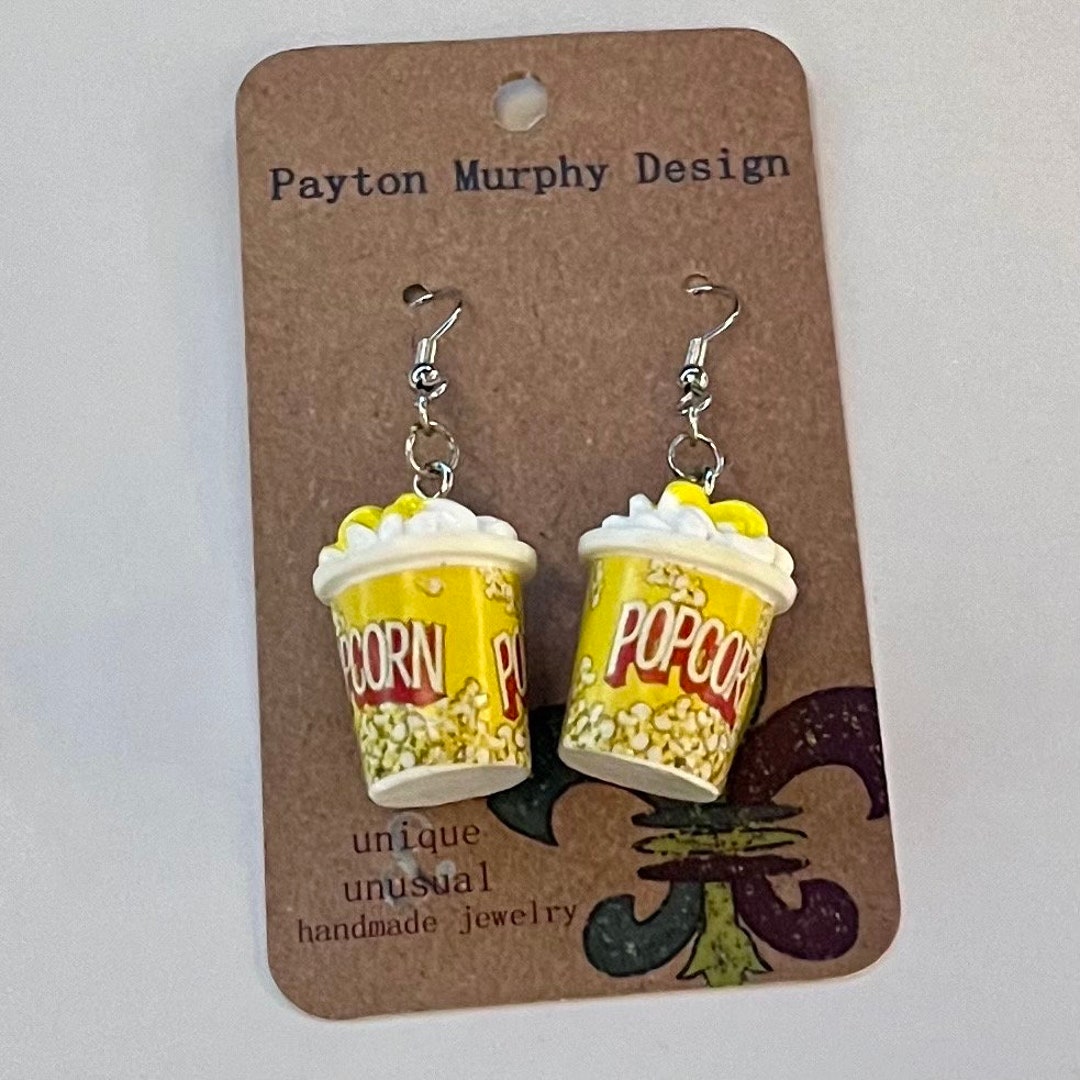 Movie Theater Popcorn Earrings: Miniature Novelty Buttered Popcorn ...