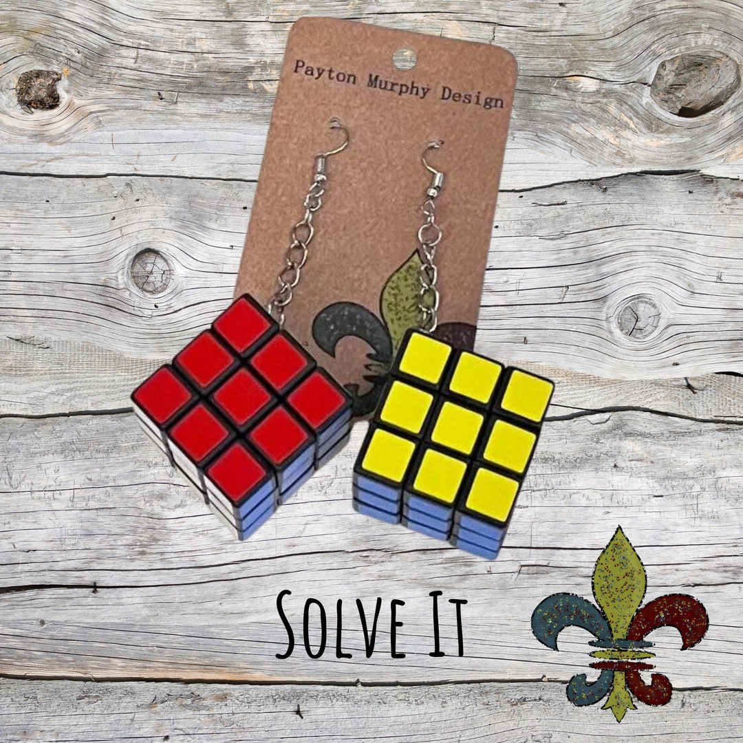 Solve It Earrings: Whimsical Magic Cube Earrings / Twisty Cube / Fun ...