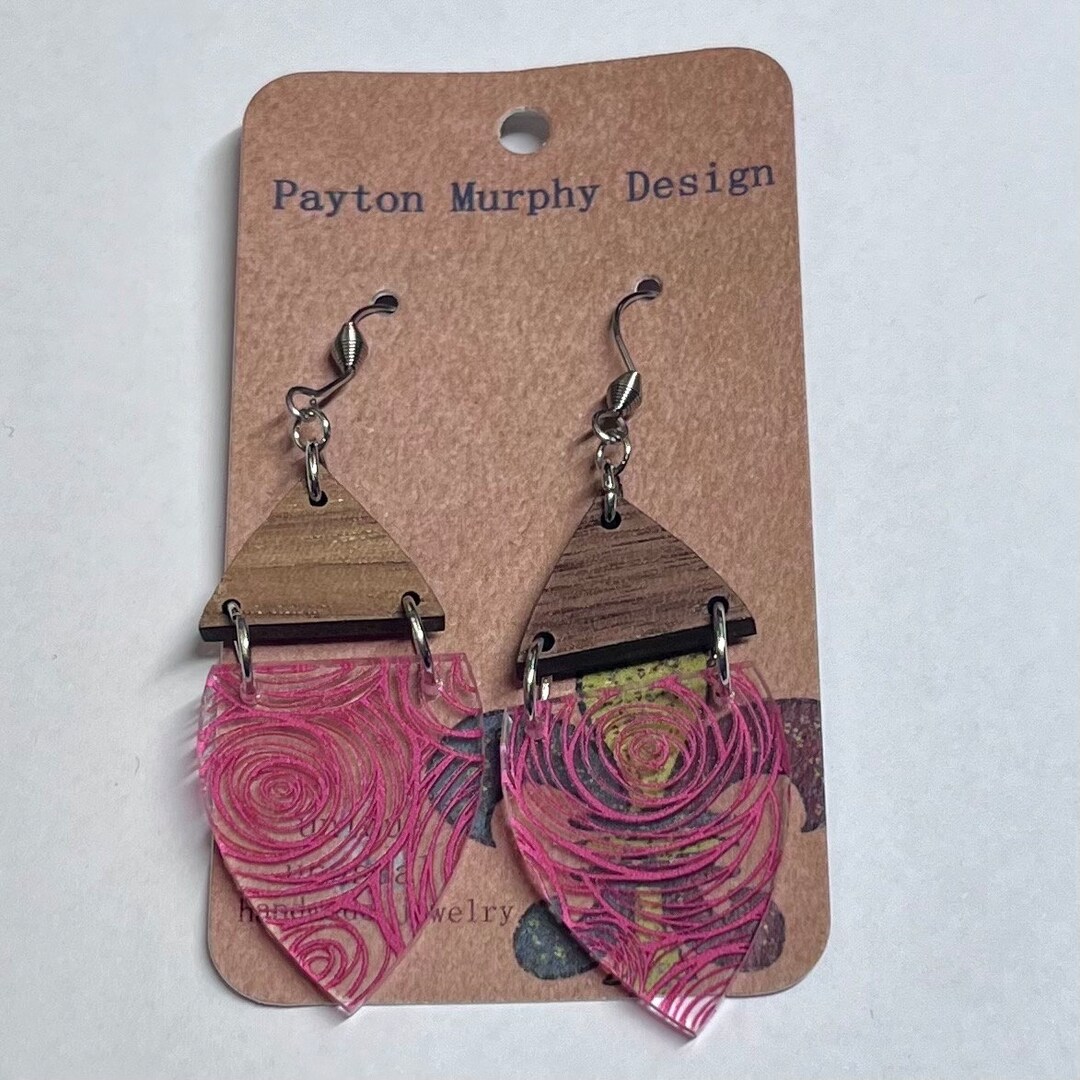 Adore Me Earrings: Wood and Acrylic Leaf Shaped Earrings - Etsy