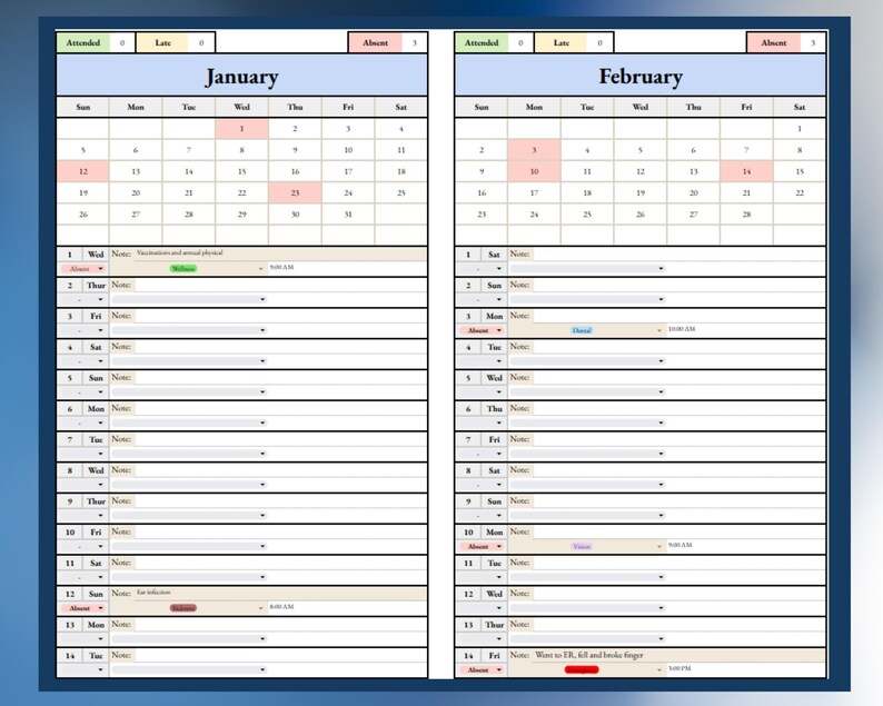 2026 Co-parenting Medical Appointment Tracker: Color-coded Digital Log ...