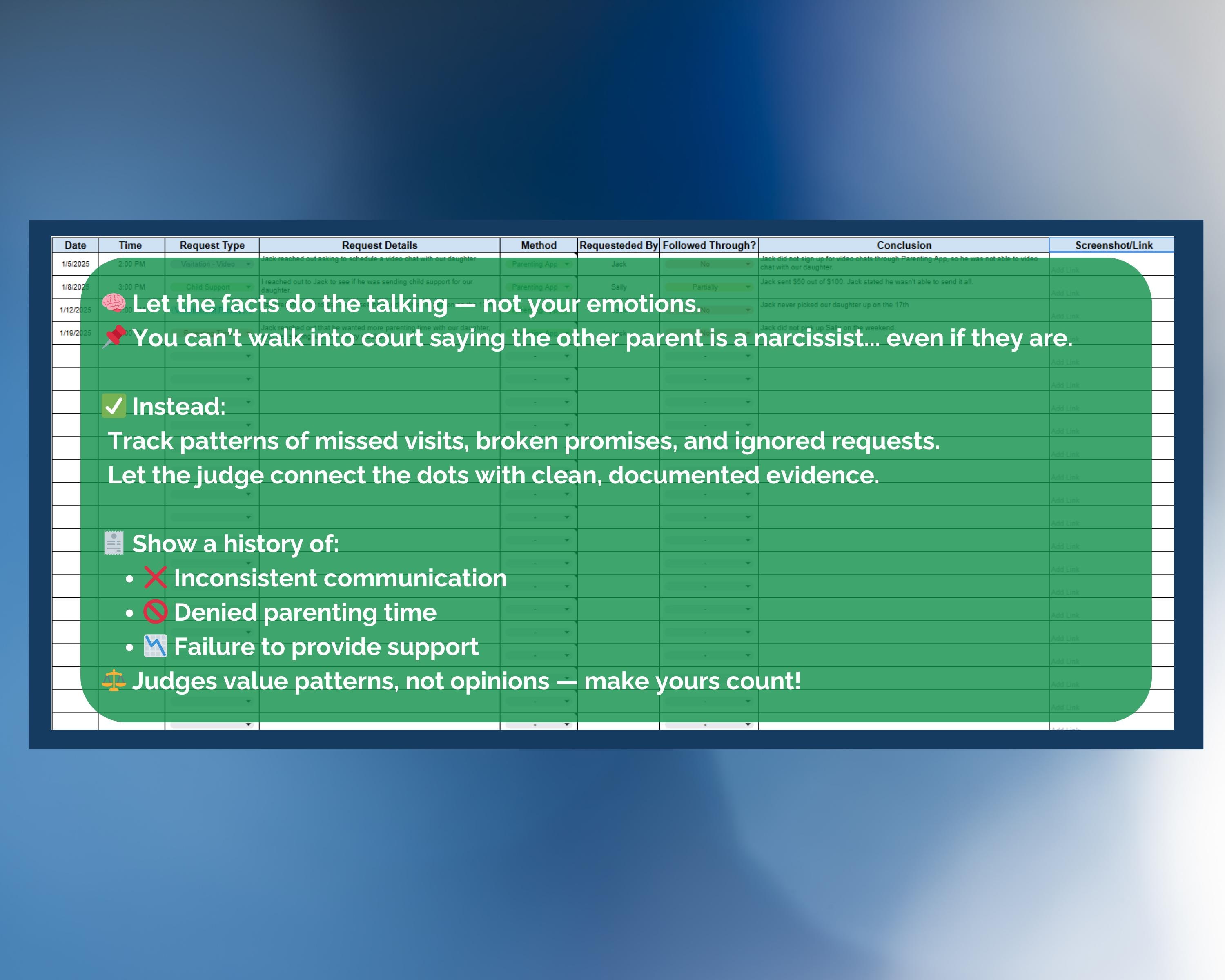 2024 Inconsistency Tracker | Co-parenting Conflict Log | Custody ...