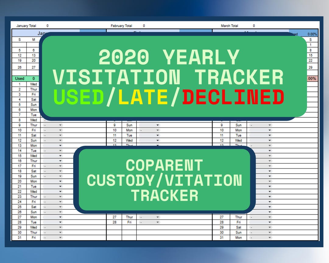 2020 Yearly Visitation Tracker | Used, Late & Declined Log | Color ...
