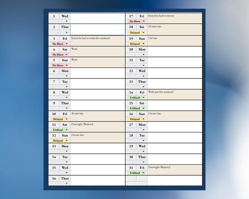2024 Visitation Tracker | Custody Calendar | Co-parenting Time Binder ...
