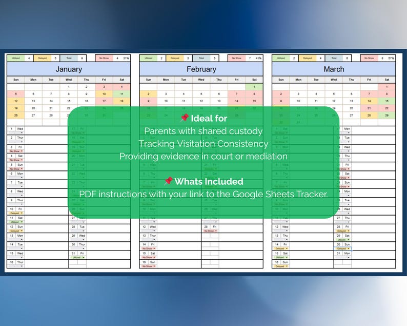2025 Visitation Tracker | Custody Calendar | Co-parenting Time Binder ...