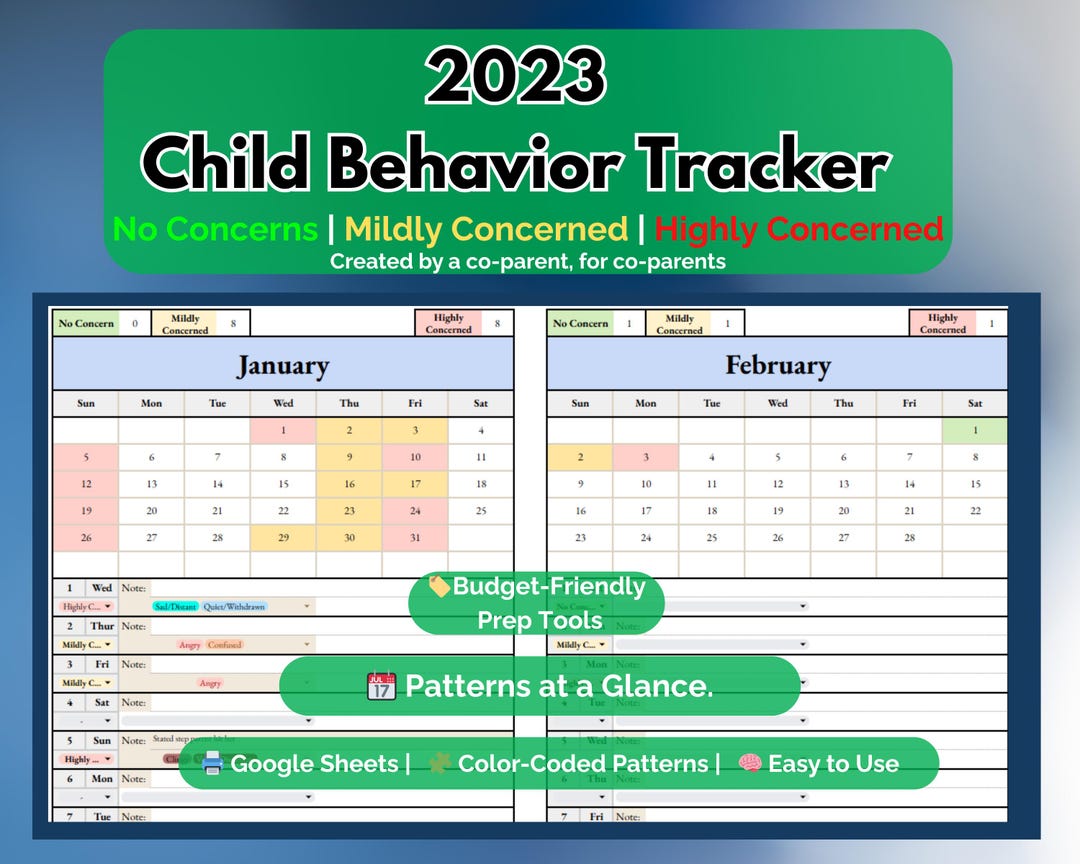 2023 Post-visitation Child Behavior Tracker | Custody Co-parenting ...