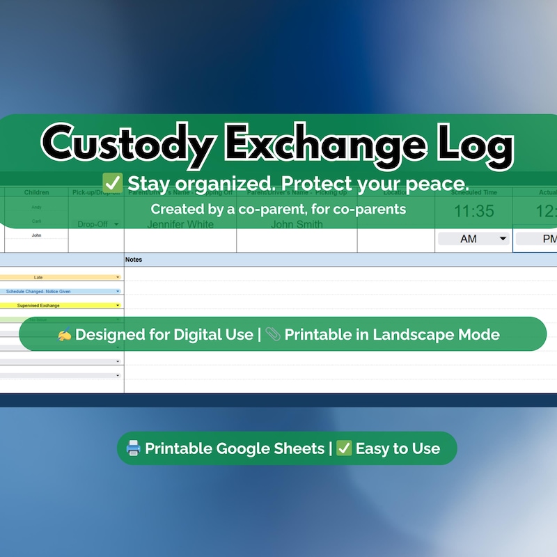 Pick up Log Sheet Template - Etsy