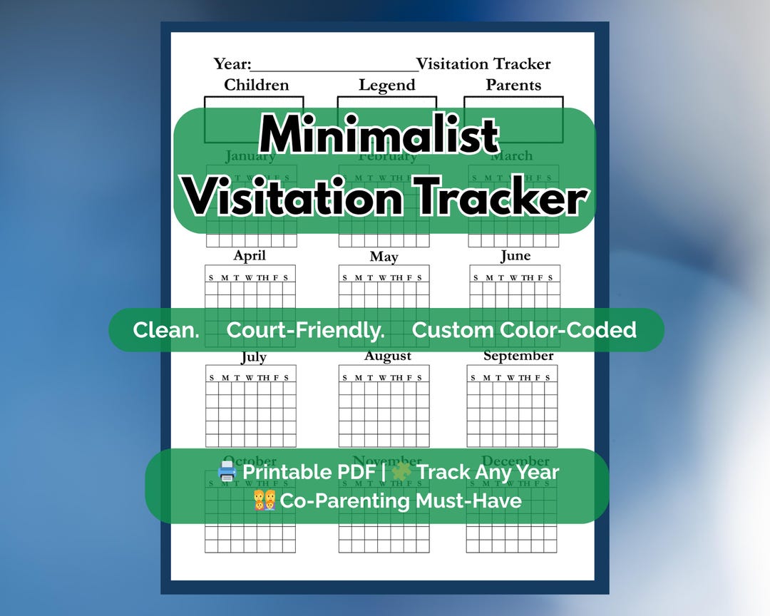 Printable Visitation Tracker Calendar | Custody Schedule Log | Co ...