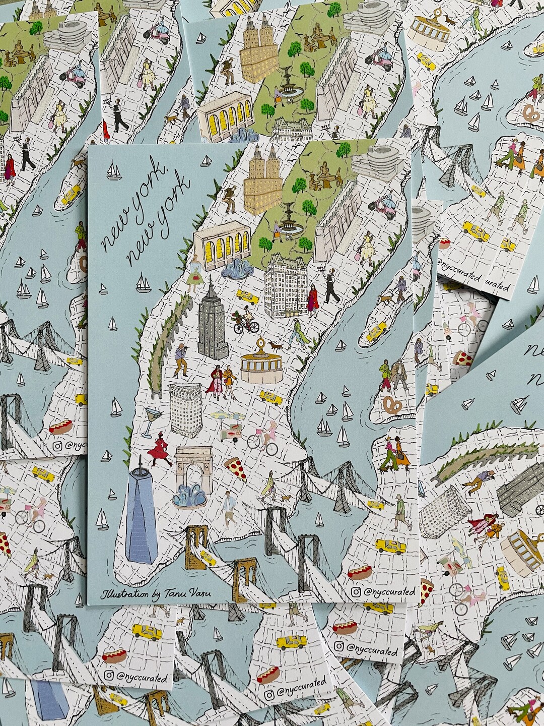 New York Map Postcards - Etsy