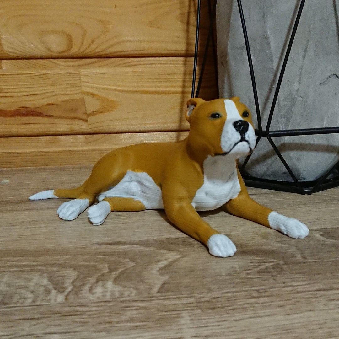 Statue of Dog Pitbull Reclining American Staff Modern - Etsy