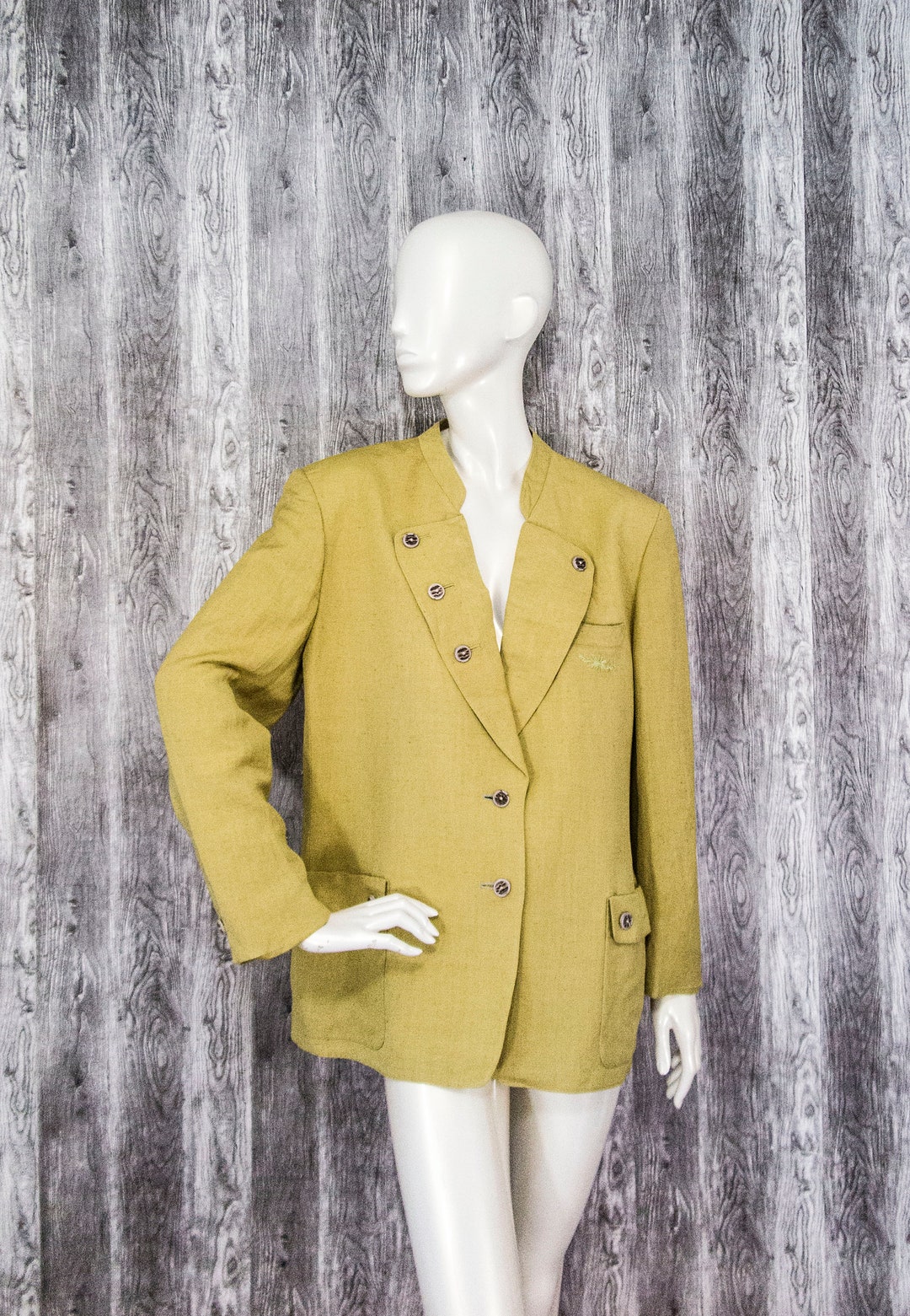 STEINBOCK Tyrol Trachten Austrian Vintage Linen Mustard Womens Blazer ...