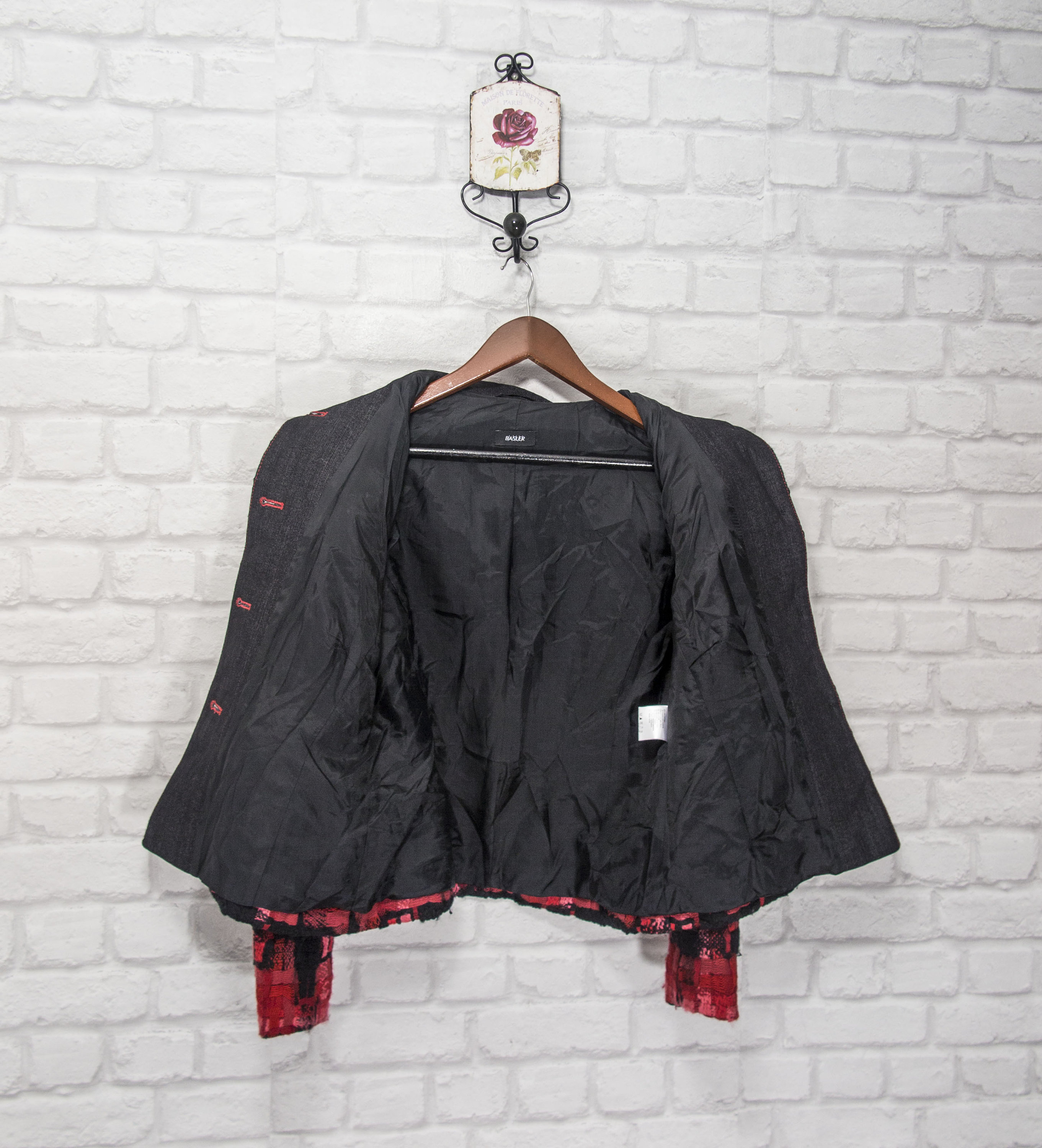 BASLER Wool Tweed Blazer Jacket Red and Black Size 38/UK12/US8 - Etsy