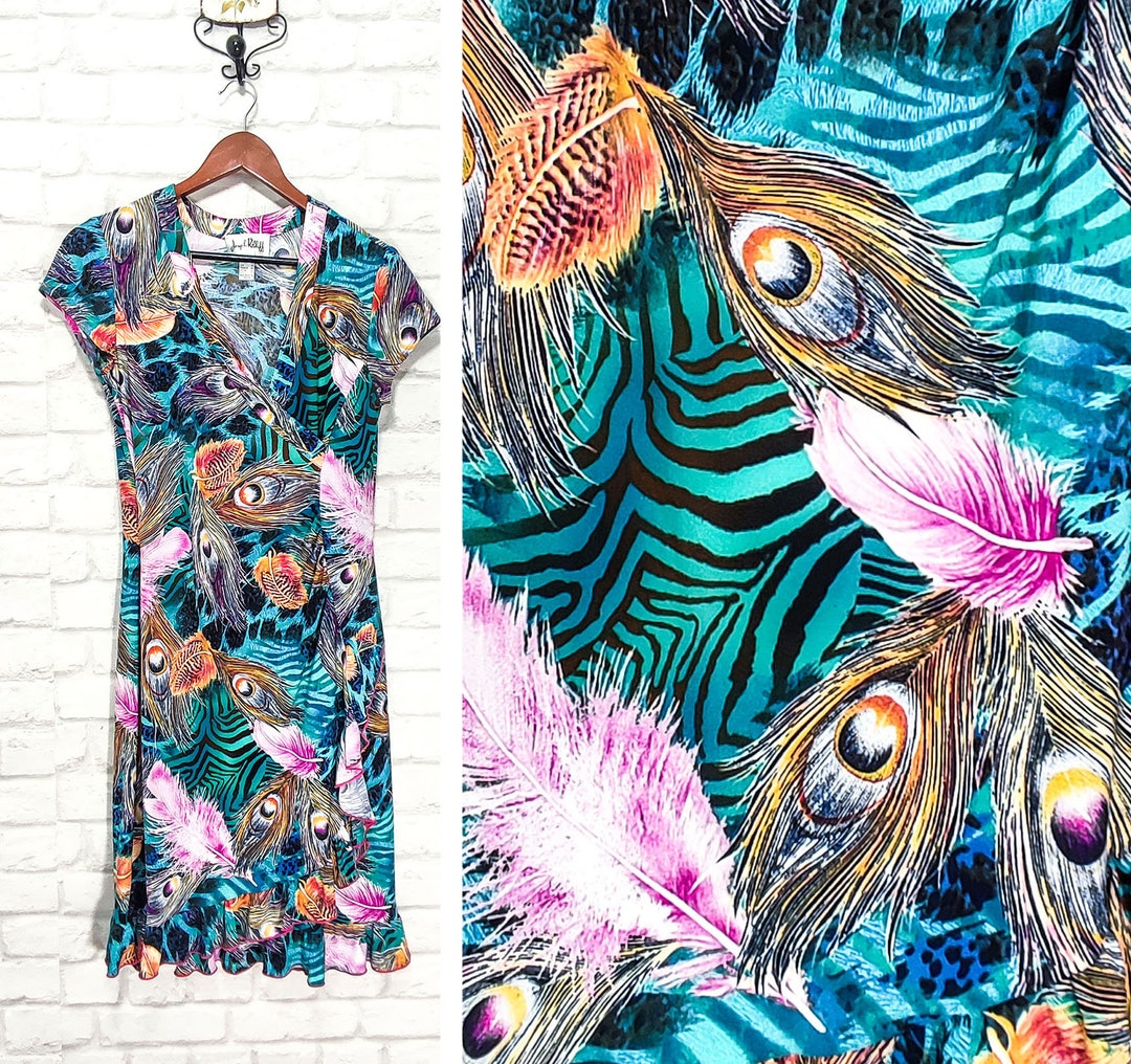 Joseph Ribkoff Peacock Feathers Pattern Dress Size UK12/GER38/US-CAN10 ...