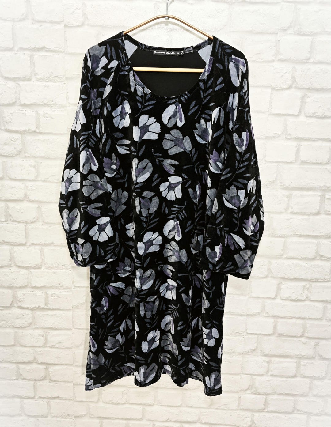 Gudrun Sjoden Velvet Floral Midi Dress Size XL - Etsy