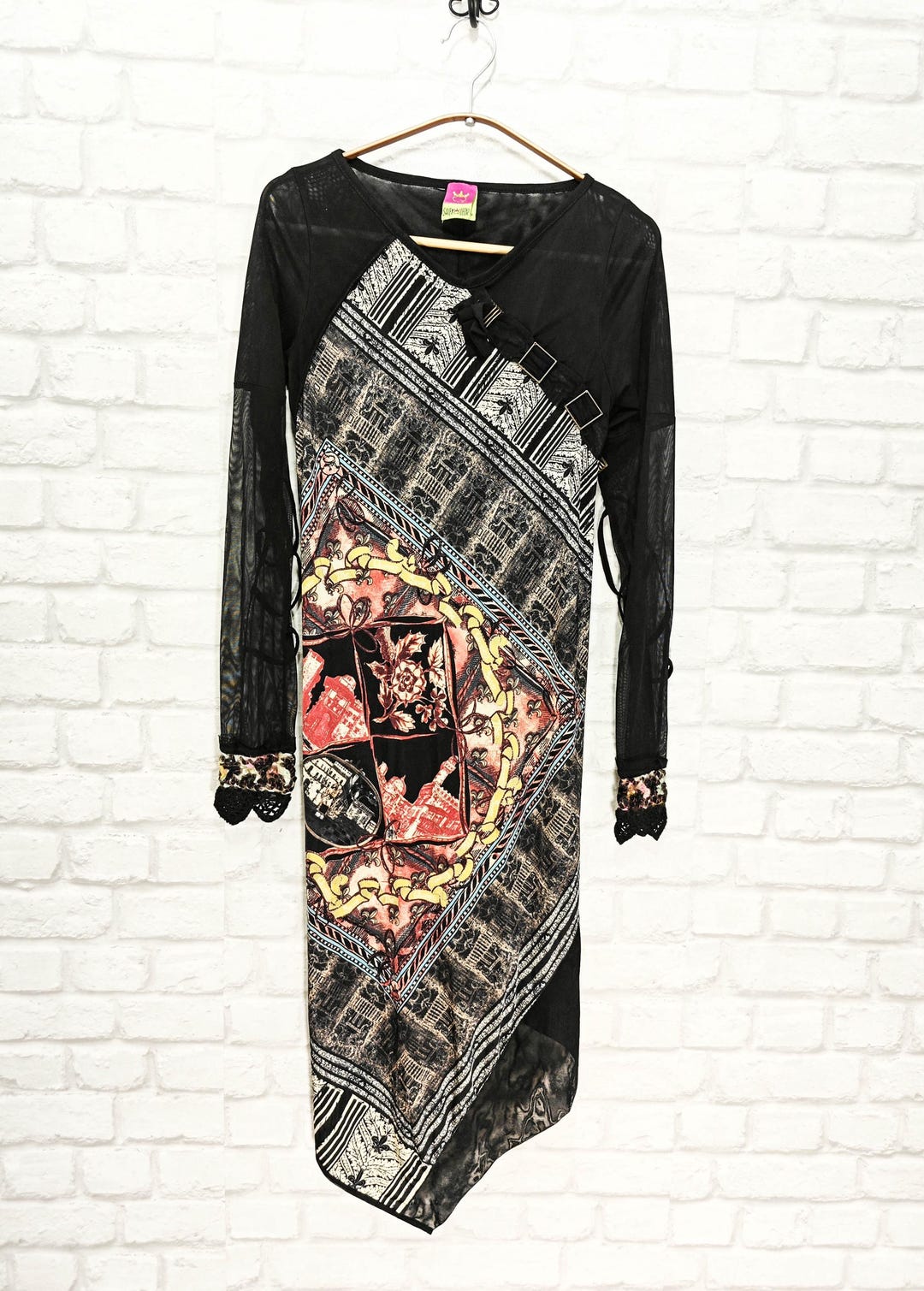 Save the Queen Asymmetric Tunic Mesh Back and Sleeves Longline Vintage ...