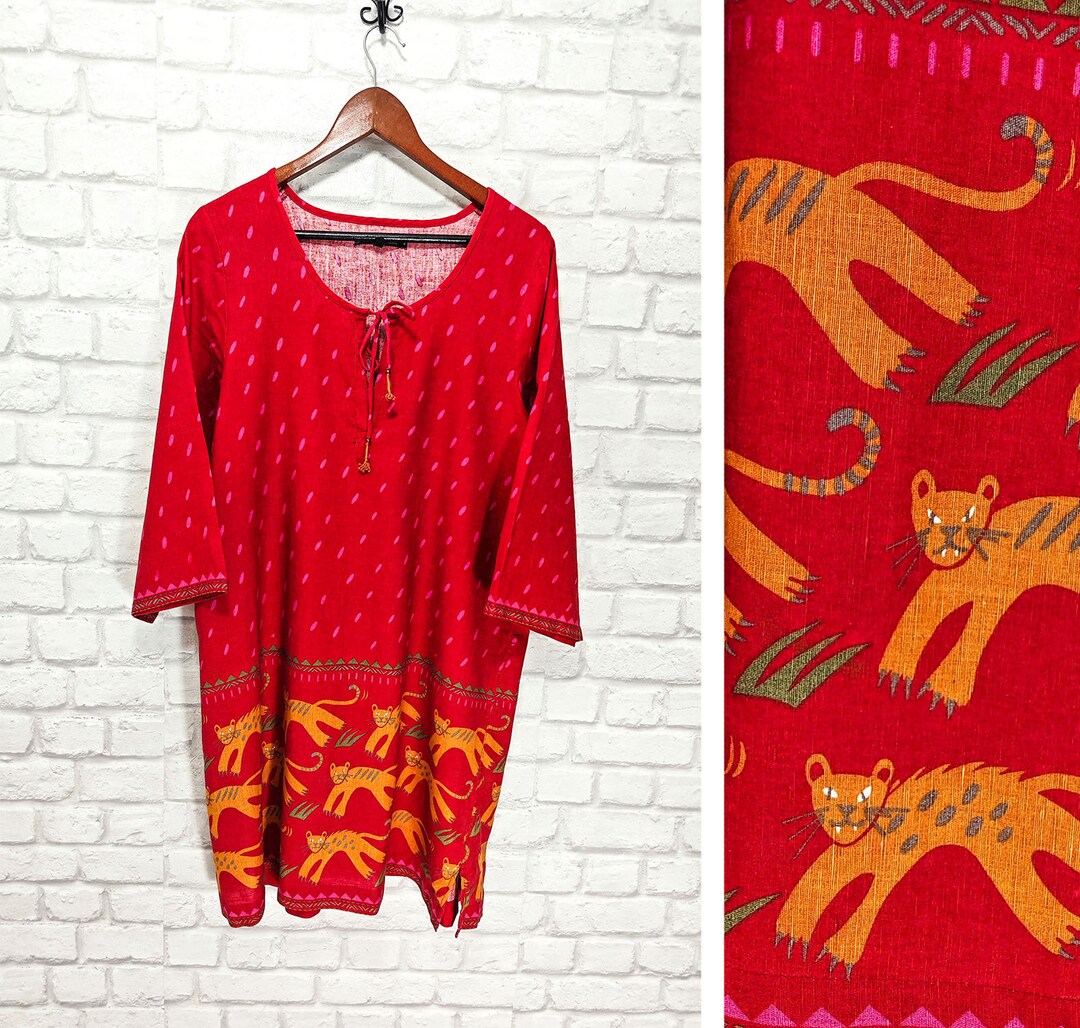 Gudrun Sjoden Linen Cotton Mix Tiger Pattern Dress Size M - Etsy