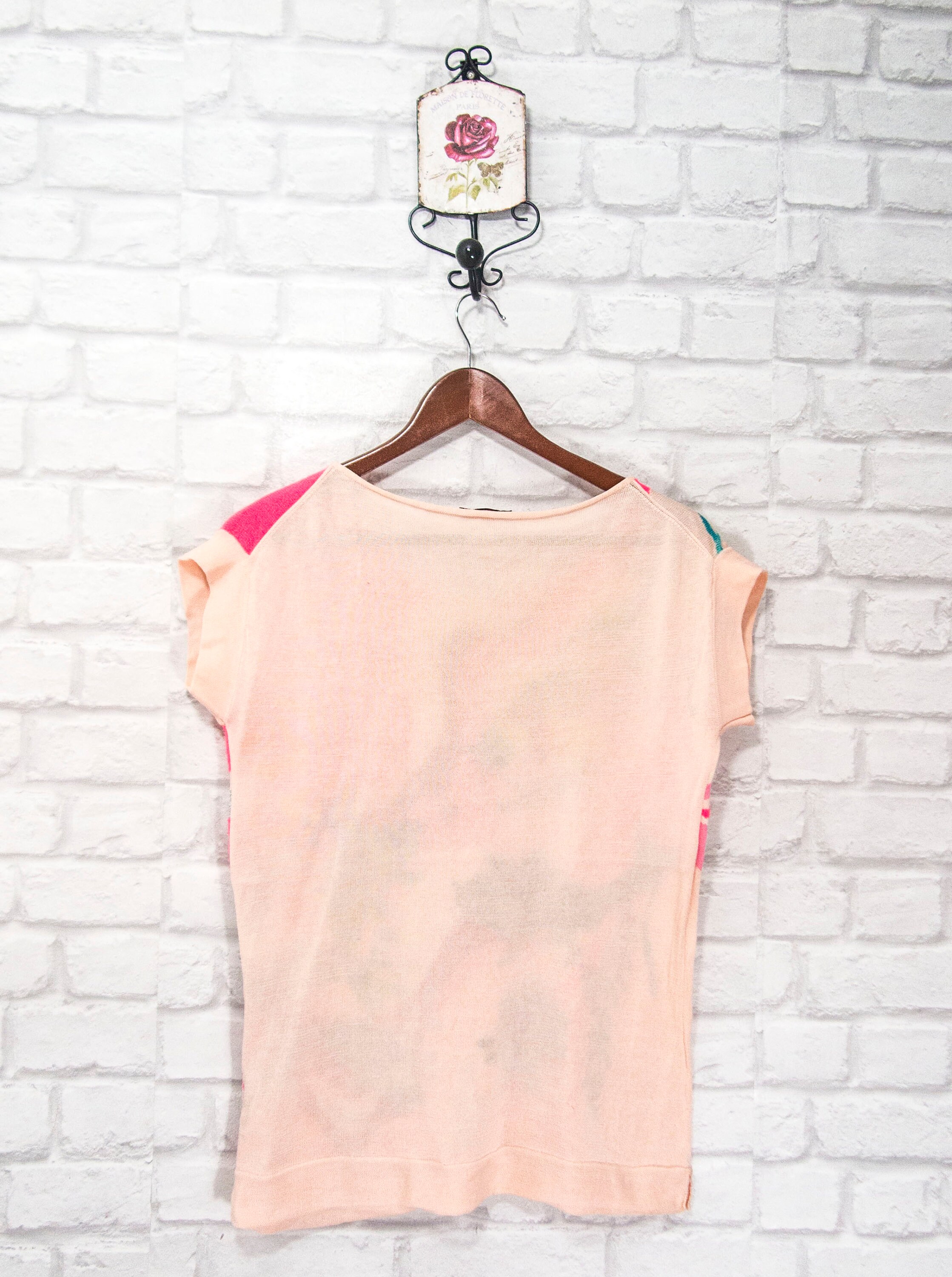 Vintage KENZO Jeans Fish Koi Pattern Short Sleeve Blouse Top Fine Knit ...